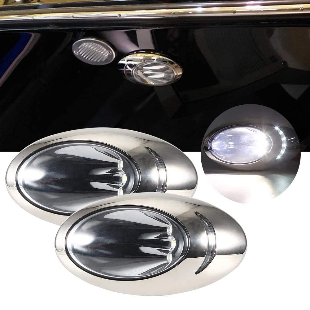Boat LED Light 2pcs 6300K IP66 Marine Boat Navigational Side Bow Tear Drop Lights Stainless Steel Flush Mount