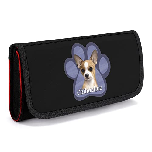 Chihuahua Dog Paw Carrying Bag Compatible with Switch Protective Case Slim Felt Pouch with 5 Game Cartridges Holders