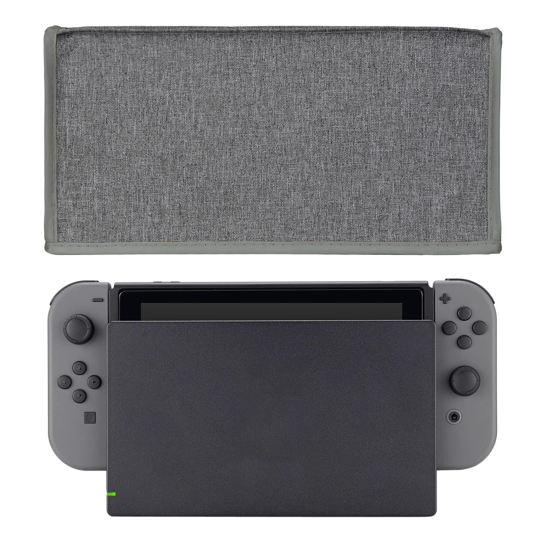 PlayVital Gray Nylon Dust Cover, Soft Neat Lining Dust Guard, Anti Scratch Waterproof Cover Sleeve for Nintendo Switch & Switch OLED Charging Dock