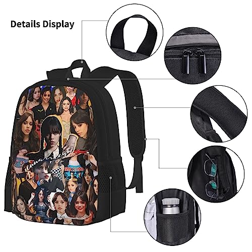 Hei Bai.JZQ 3 In 1 Backpack Set Jenna Ortega Bookbag With Lunch Box And Pencil Case