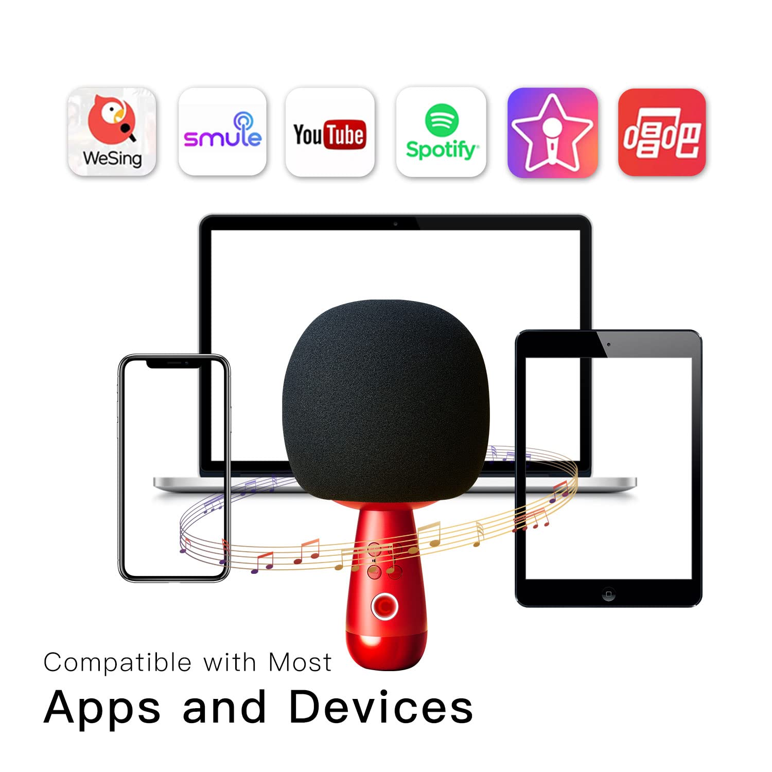 CALF Karaoke Speaker Microphone Wireless Bluetooth TWS Microphones&Speaker 2 in1 Portable Mini Adults Handheld Mic Singing Home KTV Party Indoor Electronic Gifts for All iOS Android PC G2 Red(Black)