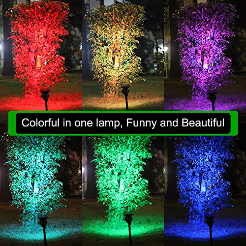 BOHON Solar Lights Outdoor 9 LEDs Multi Color Spot Light with Auto On/Off, Waterproof Spotlight Solar Garden Lights for Landscape Lighting Yard Patio(Changing & Fixed Color 2Pack)