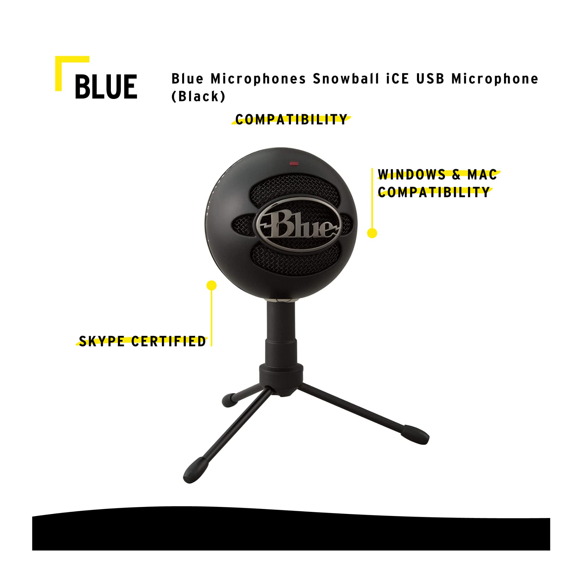 Blue Microphones Snowball iCE Microphone (Black) with Boom Scissor Arm and Pop Filter Bundle (3 Items) USB