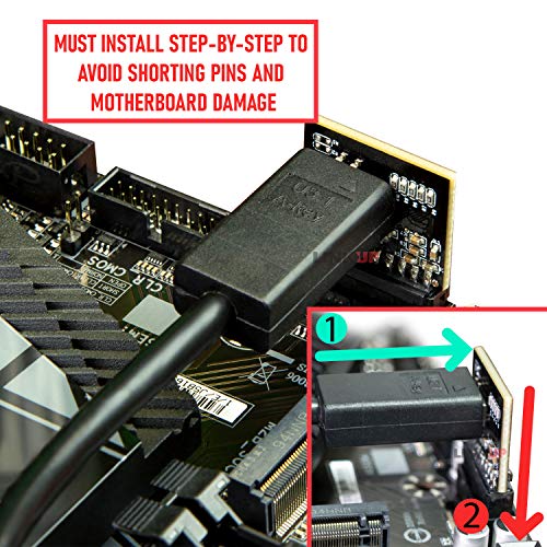 LINKUP - [Active Chip] USB 3.0 (3.2 Gen 1) Internal IDC 20 Pin Motherboard Header to A-Key (Type-E) 20 Pin Female Converter for Type C Panel Mount Adapter