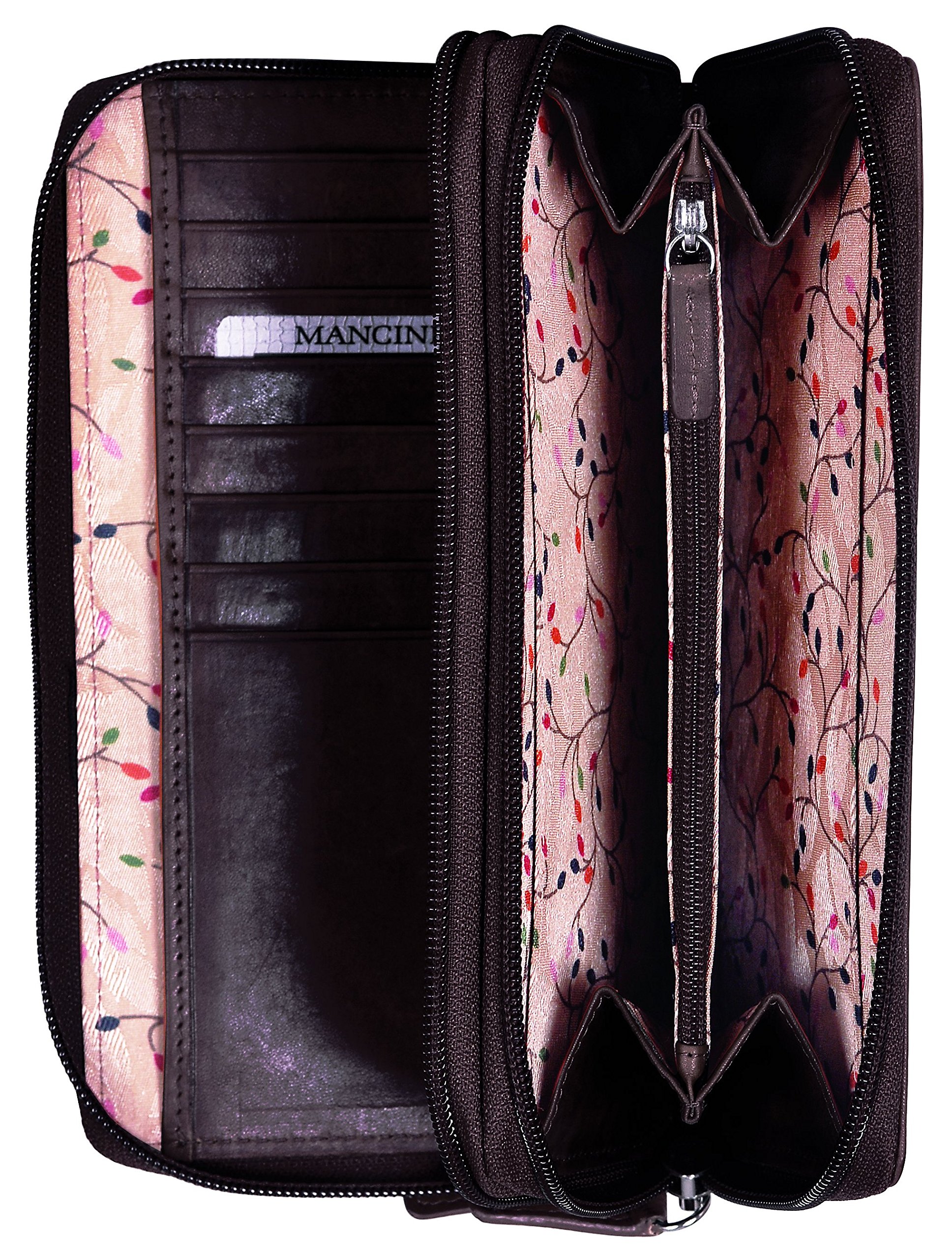 Mancini Leather Goods Casablanca Collection: Ladies’ RFID Double Zipper Clutch