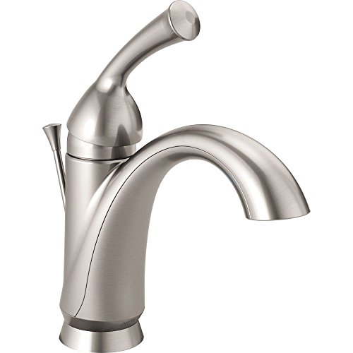 Delta Faucet Haywood Single Hole Bathroom Faucet Brushed Nickel, Single Handle Bathroom Faucet, Diamond Seal Technology, Drain Assembly, Stainless 15999-SS-DST