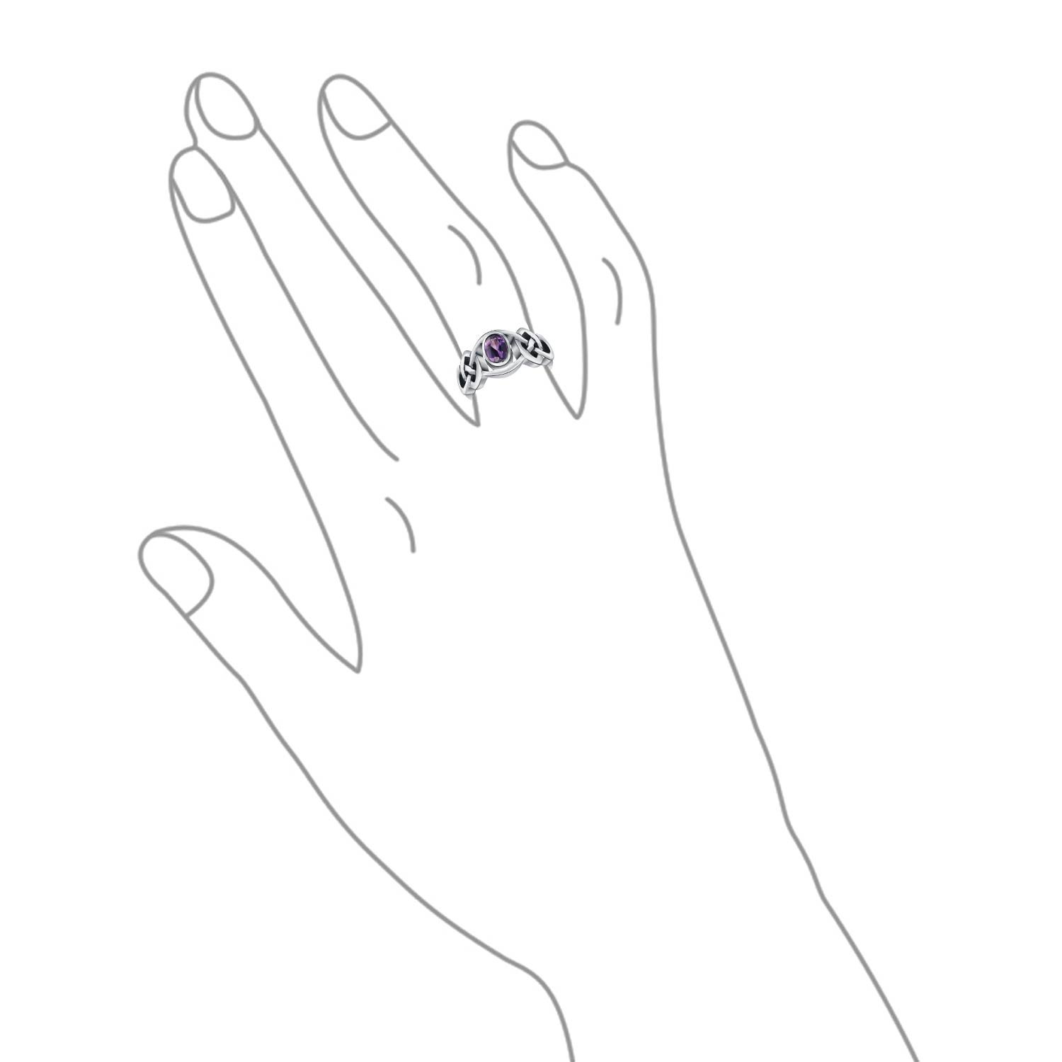 Bling Jewelry Shift Simulated Alexandrite Celtic Knot Ring Sterling Silver ,8