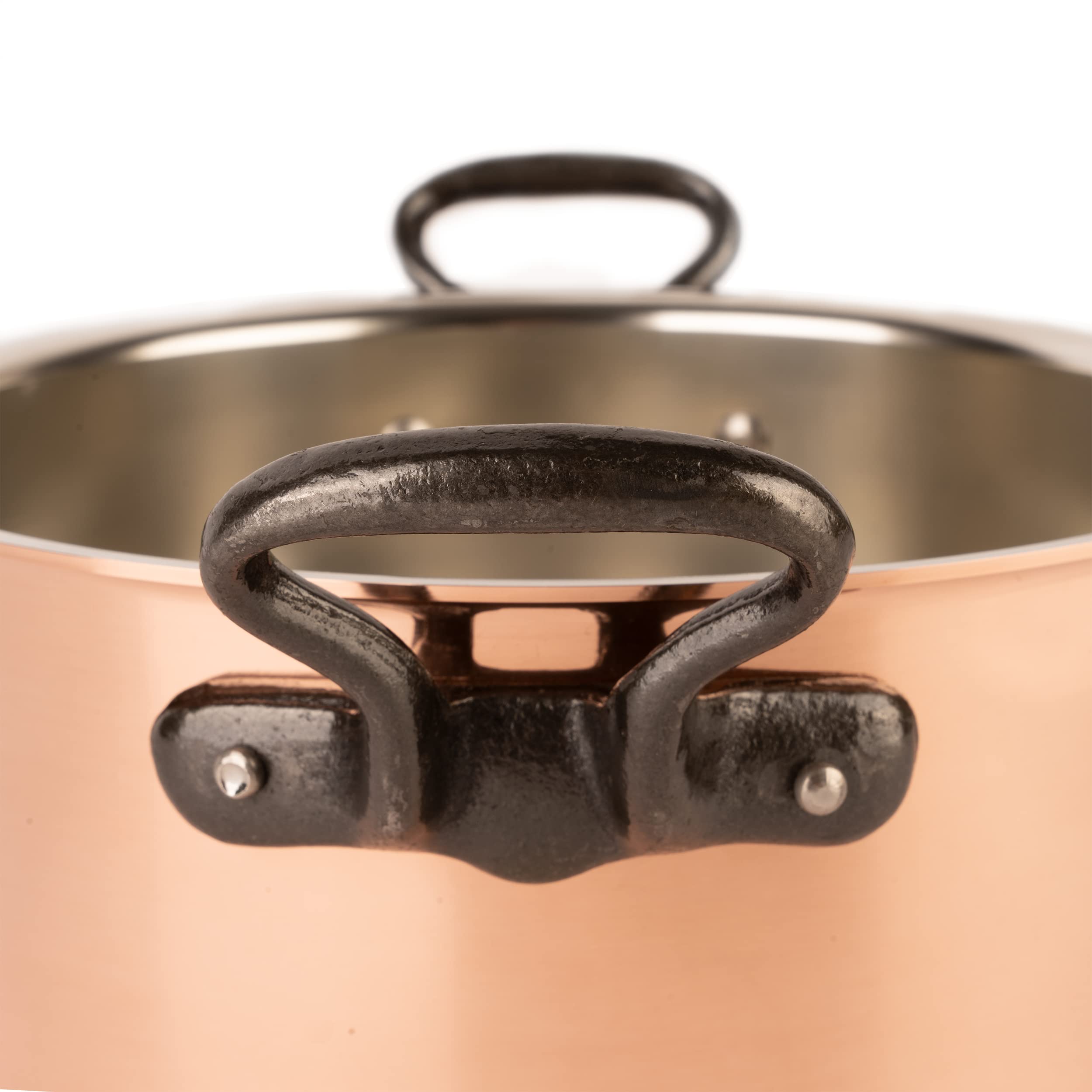 Cuisine Romefort | tinned copper pot with cast iron handles and lid | traditional stockpot made of solid copper | stewpot from France ideal for soups and stews 3.2 qt