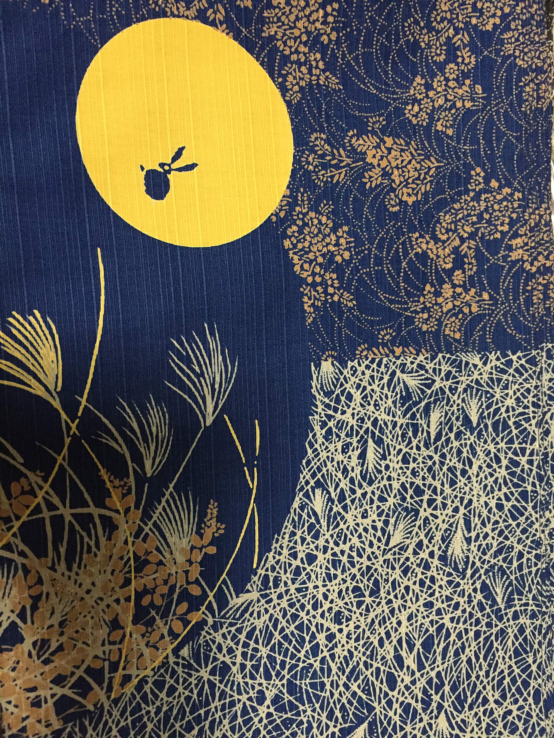 Furoshiki Wrapping Cloth Rabbit in the Moon Navy Base Motif Japanese Fabric 50cm