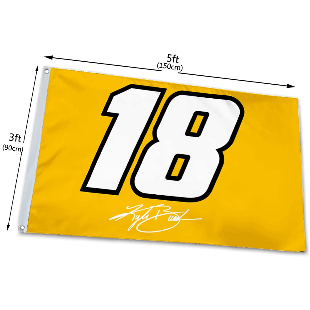 Bayyon Checkered Flag Kyle Busch #18 Flag Banner 3x5Feet for Car Fans with Brass Grommets