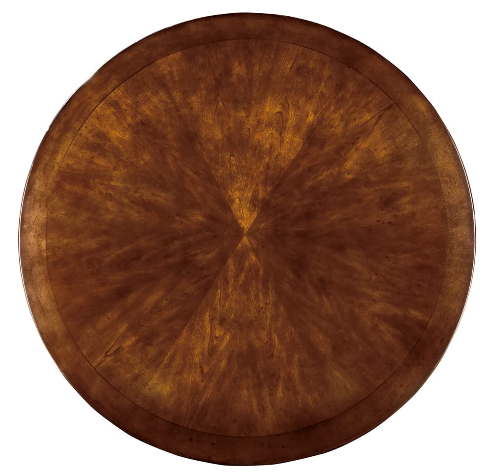 Hekman Furniture Bailey Round Coffee Table β Macadamia Finish, Lower Shelf, Rustic American Cherry Veneers & Select Solids, Lightly Distressed, Mid Century Modern Living Room Furniture