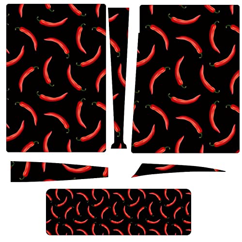 Chili Peppers Full Protective Skin Cover Design Wrap Decal Sticker Compatible with PS5 Disk Version Console and Controller