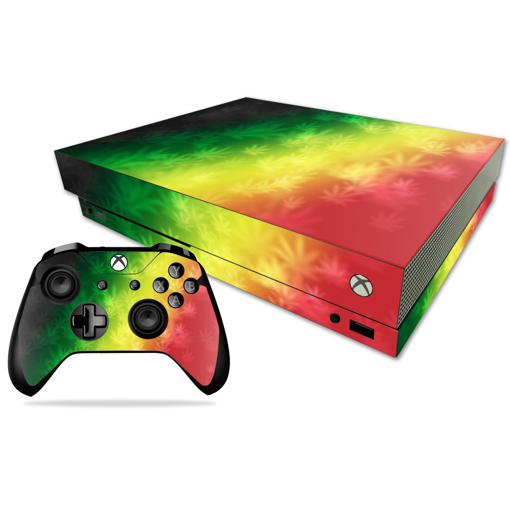 MightySkins Skin Compatible with Microsoft Xbox One X - Rasta Rainbow | Protective, Durable, and Unique Vinyl Decal wrap cover | Easy to Apply, Remove, and Change Styles | Made in The USA