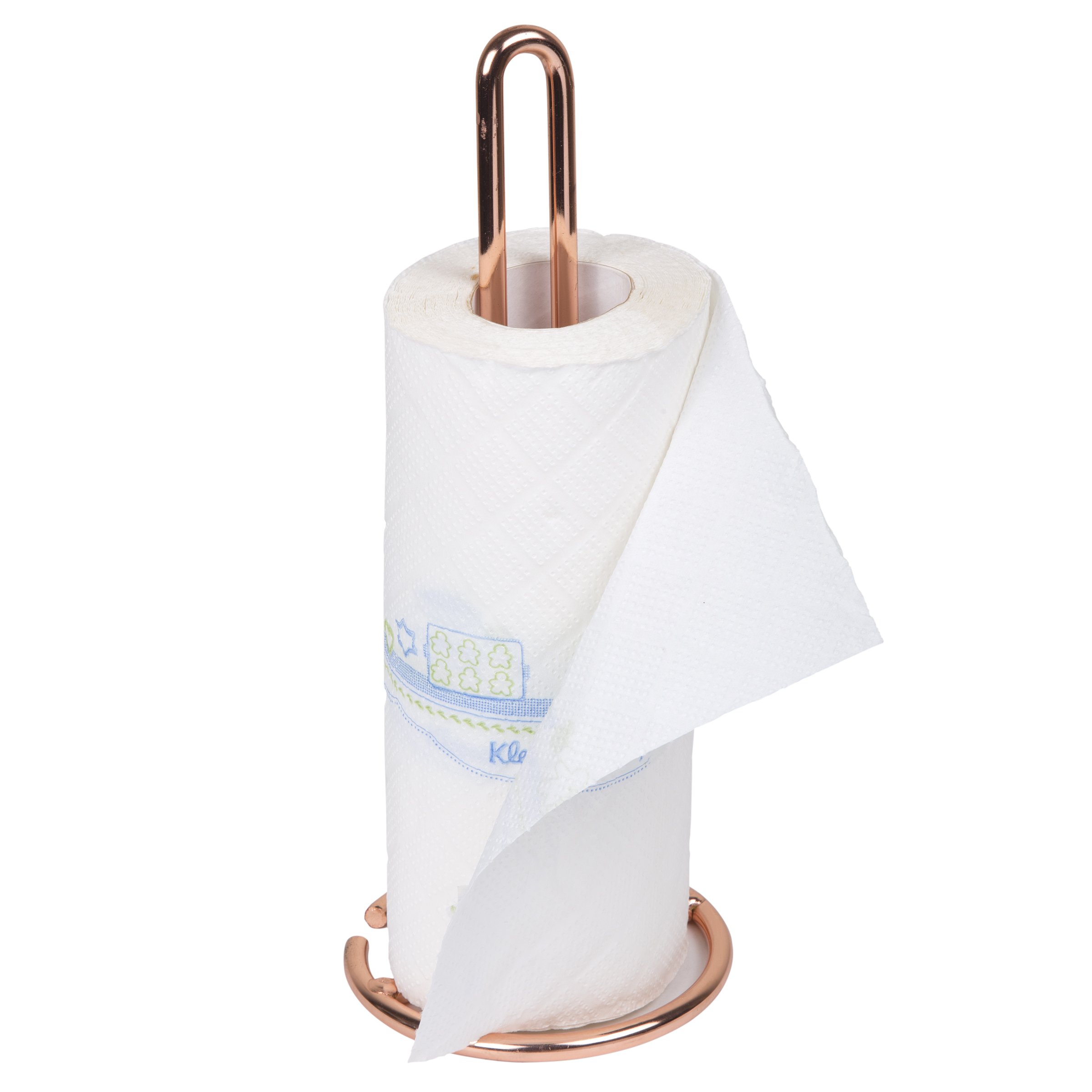 Creative Home Heavy Duty Metal Paper Towel Holder Kitchen Towel Stand for Kitchen Countertop Dining Table, 4.8" Diam. x 11.8" H, Copper Plated