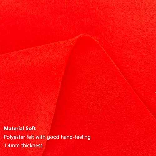 Jtnohx Color Felt, 1 Square Yard Felt Fabric, 1.4mm Thickness Flexible Craft Felt, Felt by Yard for Art & Craft Project (Red)