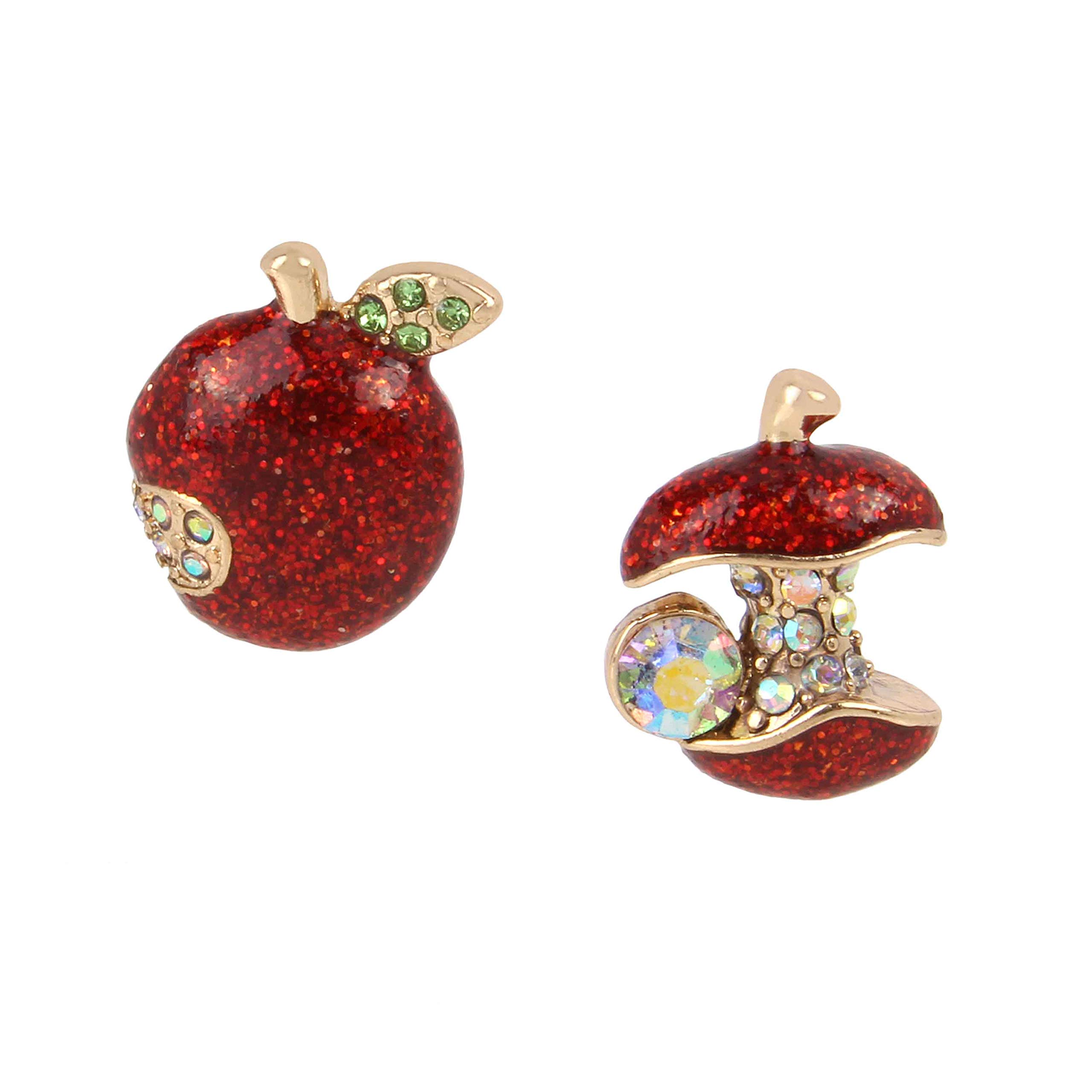 Betsey Johnson Apple Mismatch Stud Earrings