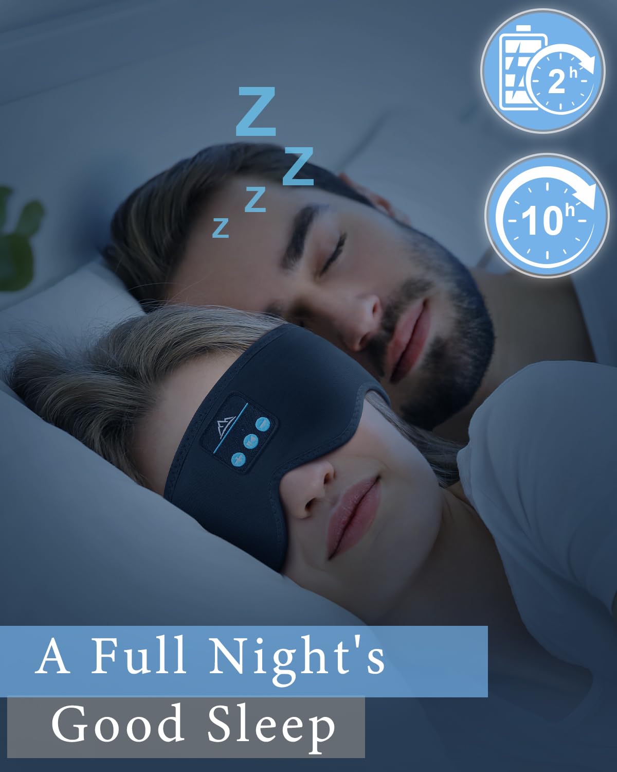 Bluetooth Sleep Headphones - Cozy Eye Mask with Wireless Music for Side Sleepers