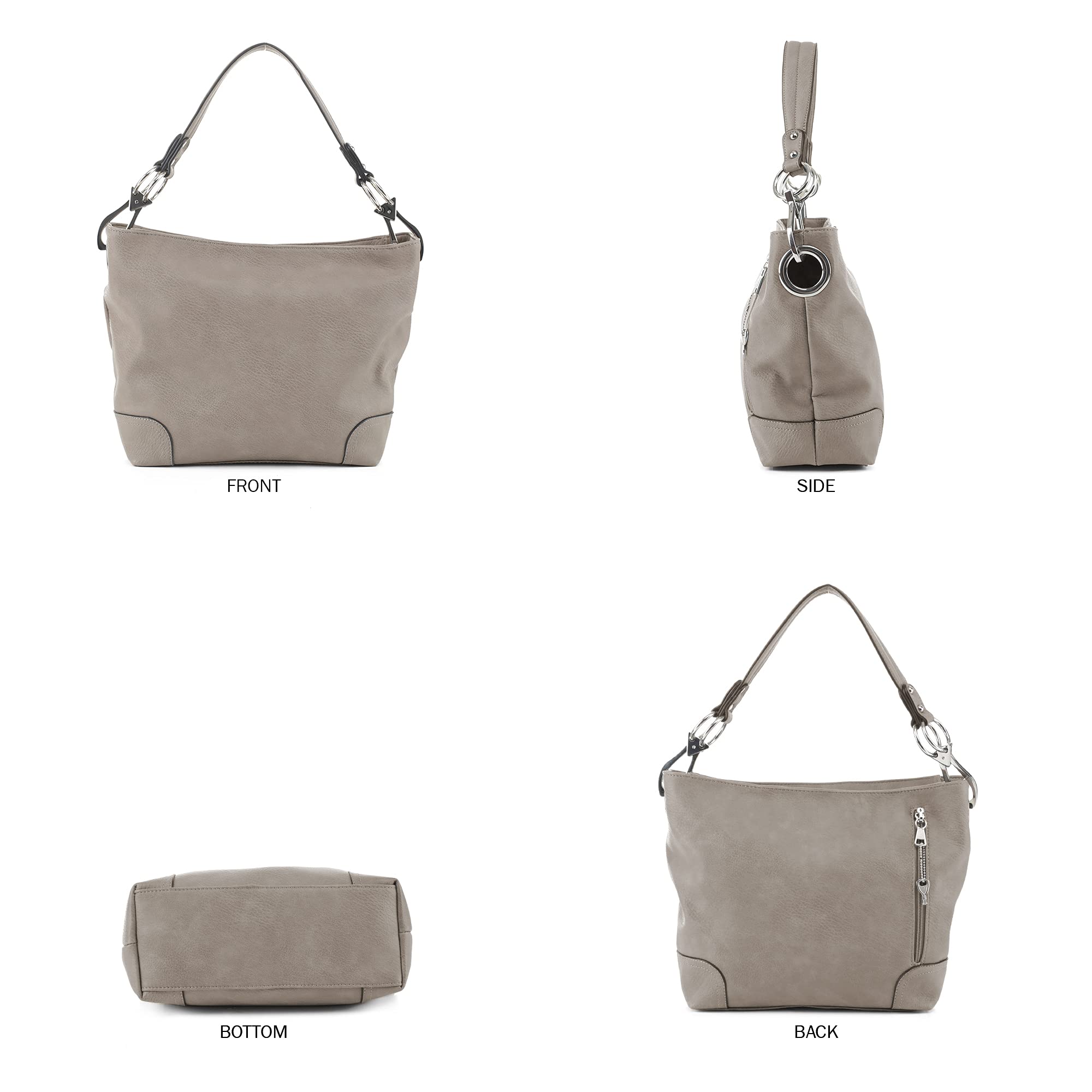 Lydia Large Concealed Carry Leather Hobo Purse For Women With Detachable Holster - Brown