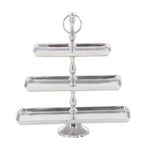 The Novogratz Aluminum 3 Level Tiered Server, 18" x 6" x 19", Silver