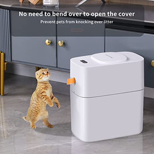 JOYBOS Bathroom Trash Can, 4 Gallon Waterproof Motion Sensor Small Bedroom Garbage Can with Lid, Slim Plastic Narrow Trash Bin for Kitchen,Office,RV. Grey