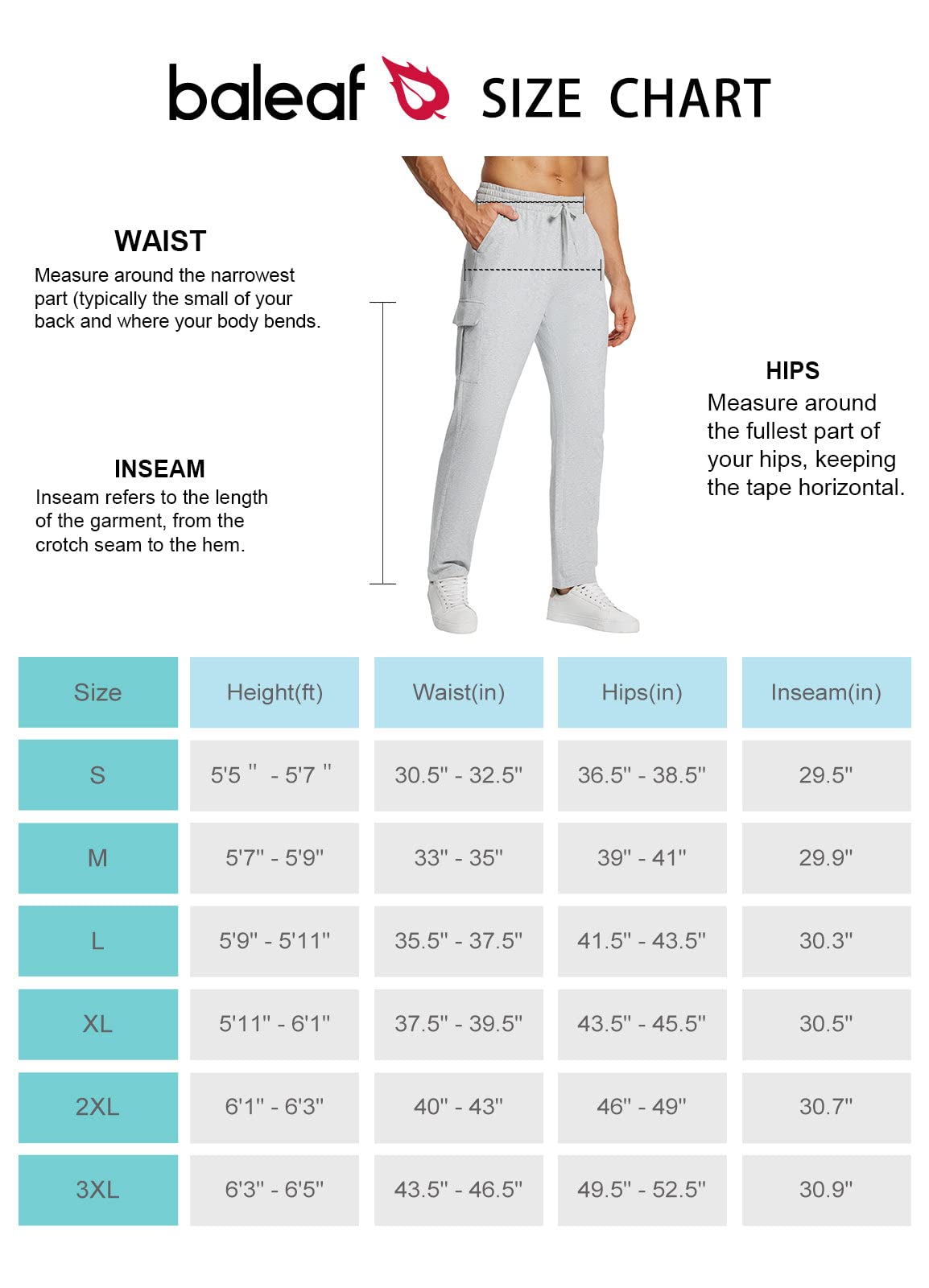 BALEAF Men's Lightweight Cargos Cotton Sweatpants Cargo Pants Open Bottom Straight Leg Lounge Travel with Pockets Grey XL