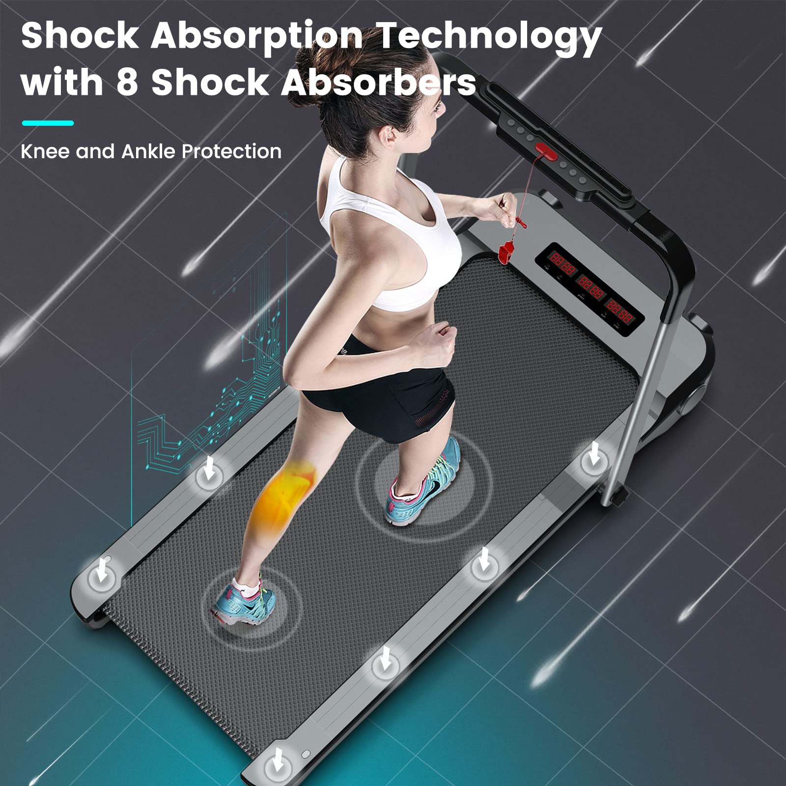 Bobiber Under Desk Treadmill, 2 in 1 Folding Treadmill 265 lb Capacity 3.0 HP Widen Running Belt Walking Pad to Increase Productivity and Promote More Restful Sleep (Silver-Gray)