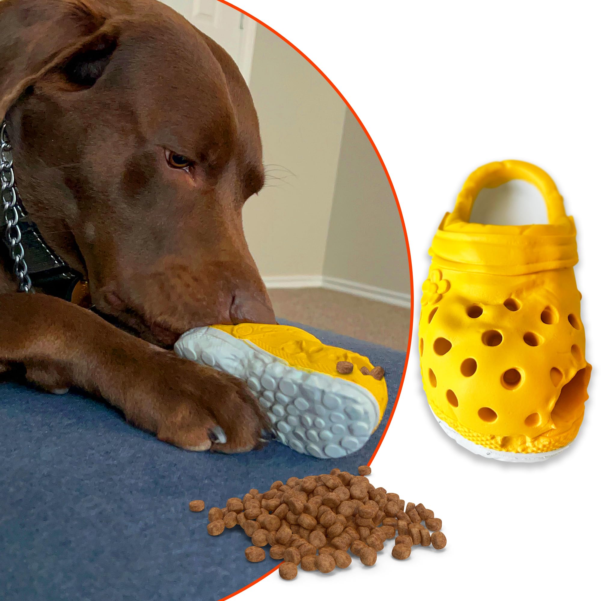 Generic Durable Rubber Slipper Dog Toy for Aggressive Chewers β Interactive Toy for All Breeds β Tough, Indestructible, and Ideal for Pet Training & Teeth Cleaning, Yellow
