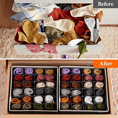 Lifewit 4 PCS Drawer Underwear Organizers, Bundle with 3 Pack Sock Organizers, Grey