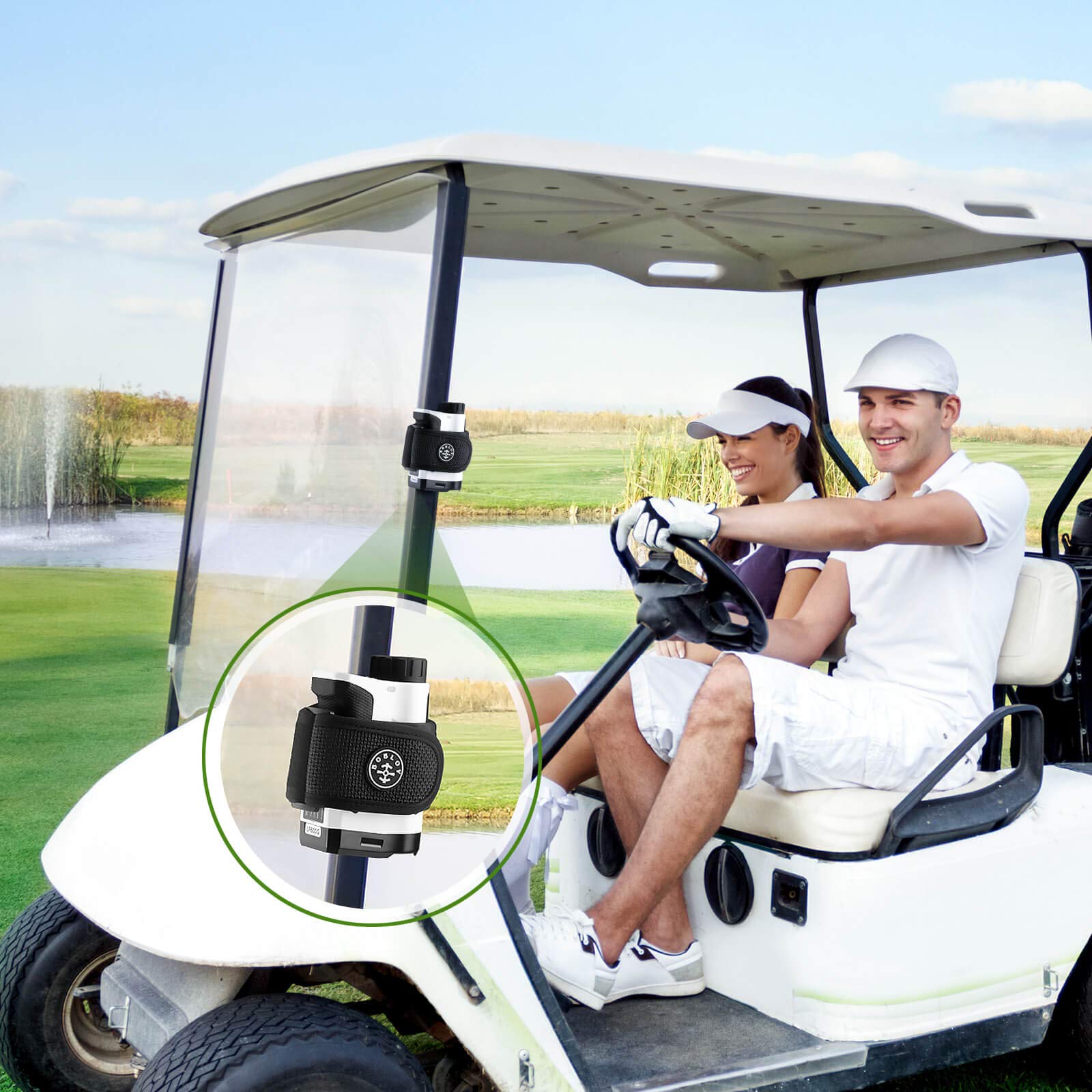 BOBLOV Golf Rangefinder Magnet Holder Strap, Universal Magnetic Straps for All Brand Rangefinder, 2pcs Big Strong Magnets &Adjustable Length,Easily Stick for Golf Cart Railing (Magnetic Holder Strap)