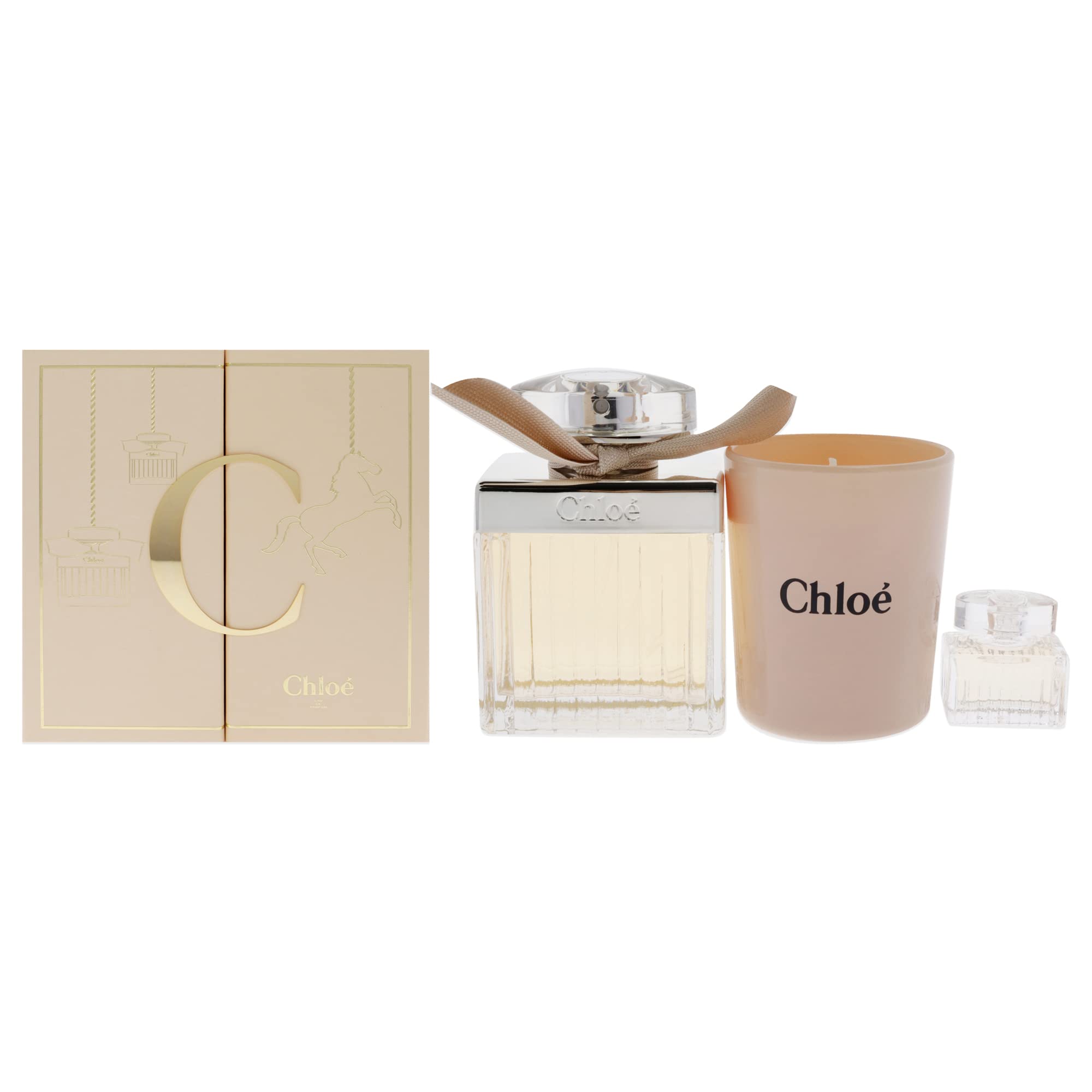Chloe Chloe 2.5oz EDP Spray, 0.17oz EDP Splash (Mini), 2.5oz Perfumed Candle Women 3 Pc Gift Set