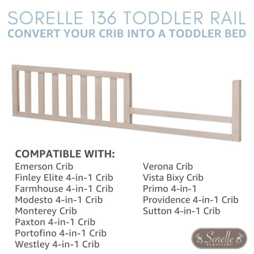 Sorelle 136 Toddler Solid Wood Bed Rail & Crib Conversion Kit | Universal & Timeless Style | Brushed Ivory | 51"x1"x20", Converts Crib to Toddler Bed