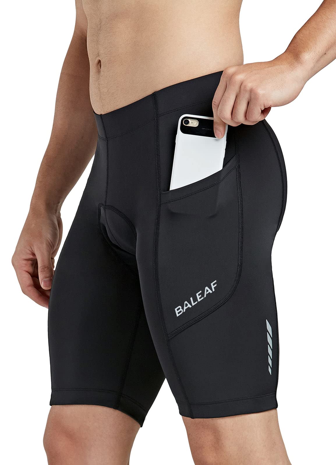 BALEAF Mens Cycling Shorts 4D Padded Bike Shorts MTB Liner Bicycle Road Biking Pockets Grey L