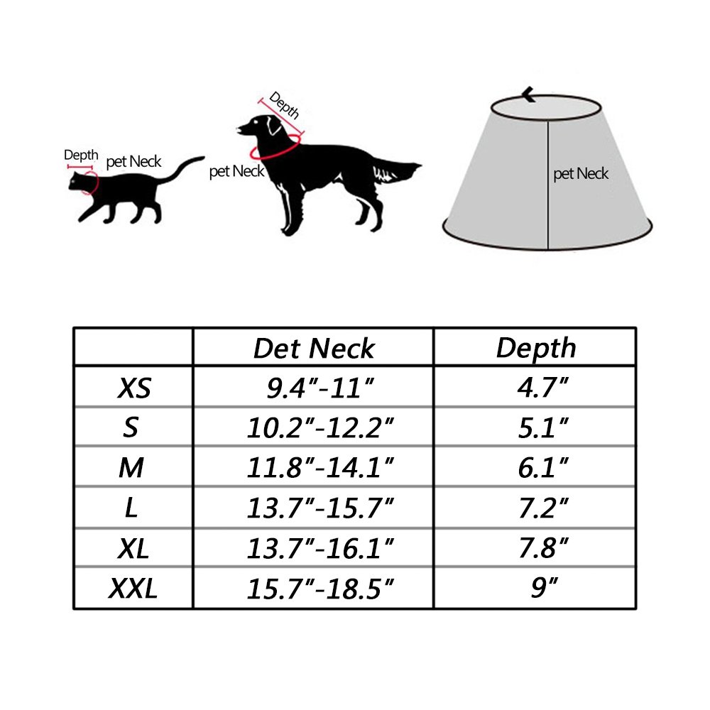 Gmaso Pet Recovery E-Collar for Pet Dogs & Cats,Professional Adjustable Recovery Collar for Surgety,Wound Healing Protection (S)