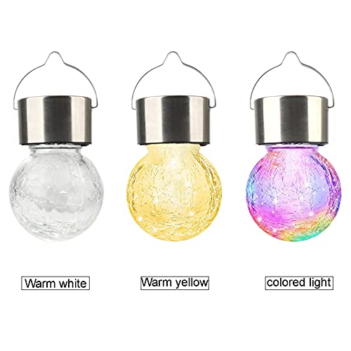 lynn White Solar LED Hanging Light,Glass Ball Lighting for Garden Home Wall Decor