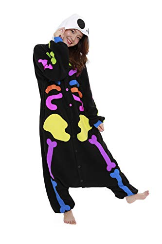 SAZAC Halloween Skeleton Colorful Onesie Costumes (Adults, Skeleton Colorful)