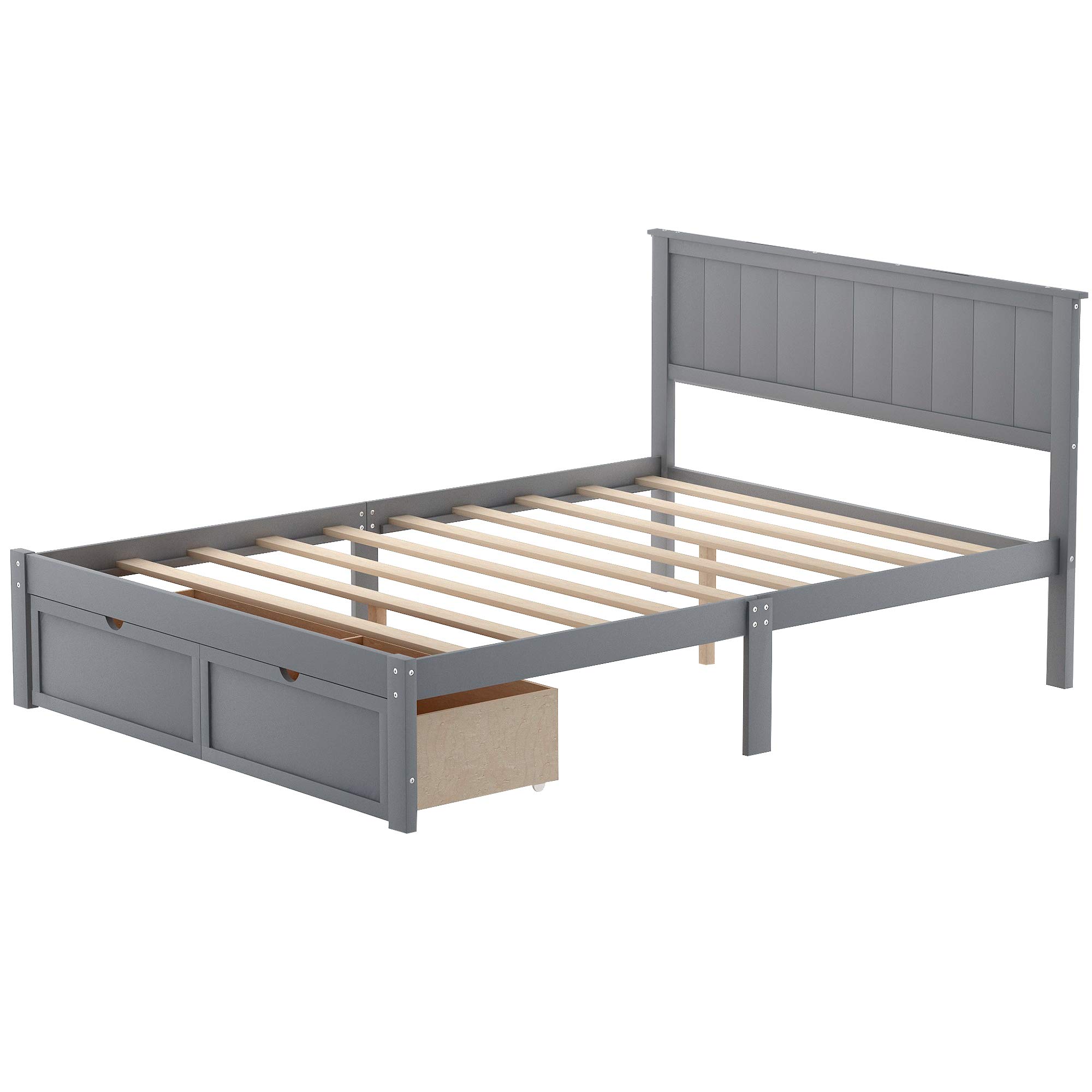Harper & Bright Designs Kids Full Bed Frame with LED Lights & House-Shaped Headboard, Wood Full Size Platform Bed for Kids Teens, No Box Spring Needed (Walnut+Milk White)