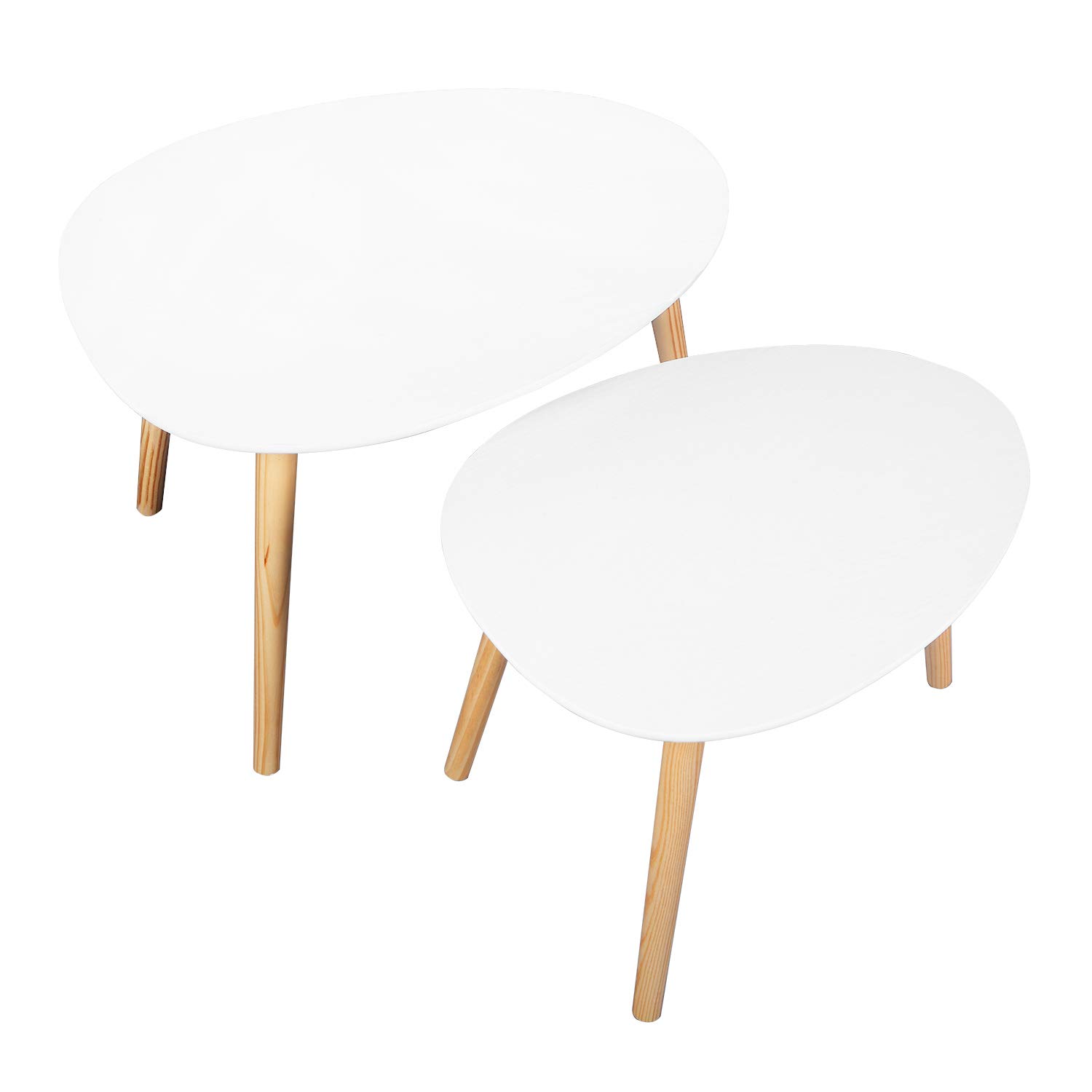 Bonnlo Nesting Tables End Tables Set of 2 for Living Room, Home and Office, White