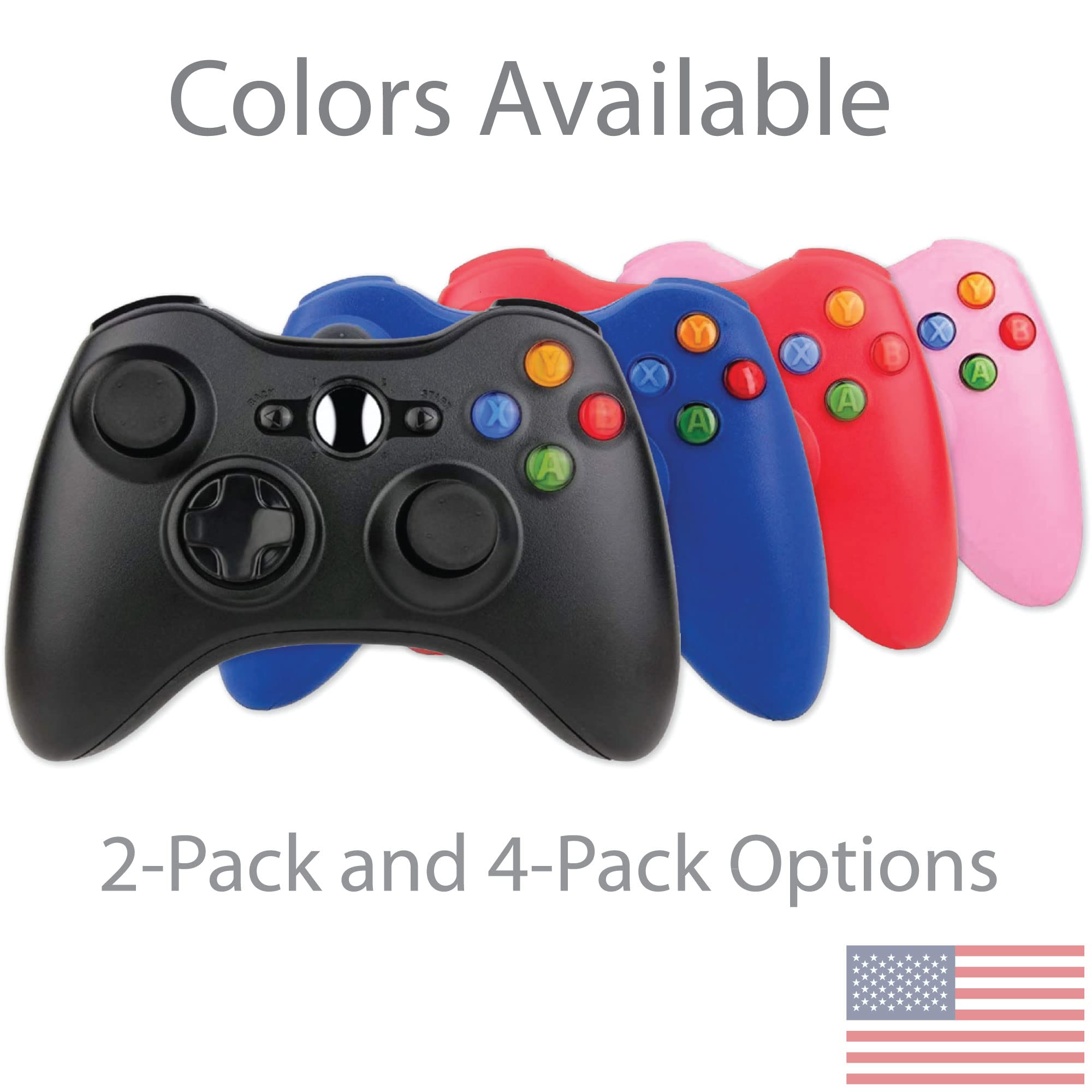 BEK Controller 2 Pack Replacement for Xbox 360 Controller, Wireless Remote Gamepad with Thumb Grips, Double Vibration, Live Play, Compatible with Microsoft Xbox 360 Slim PC Windows Color (Blue Black)