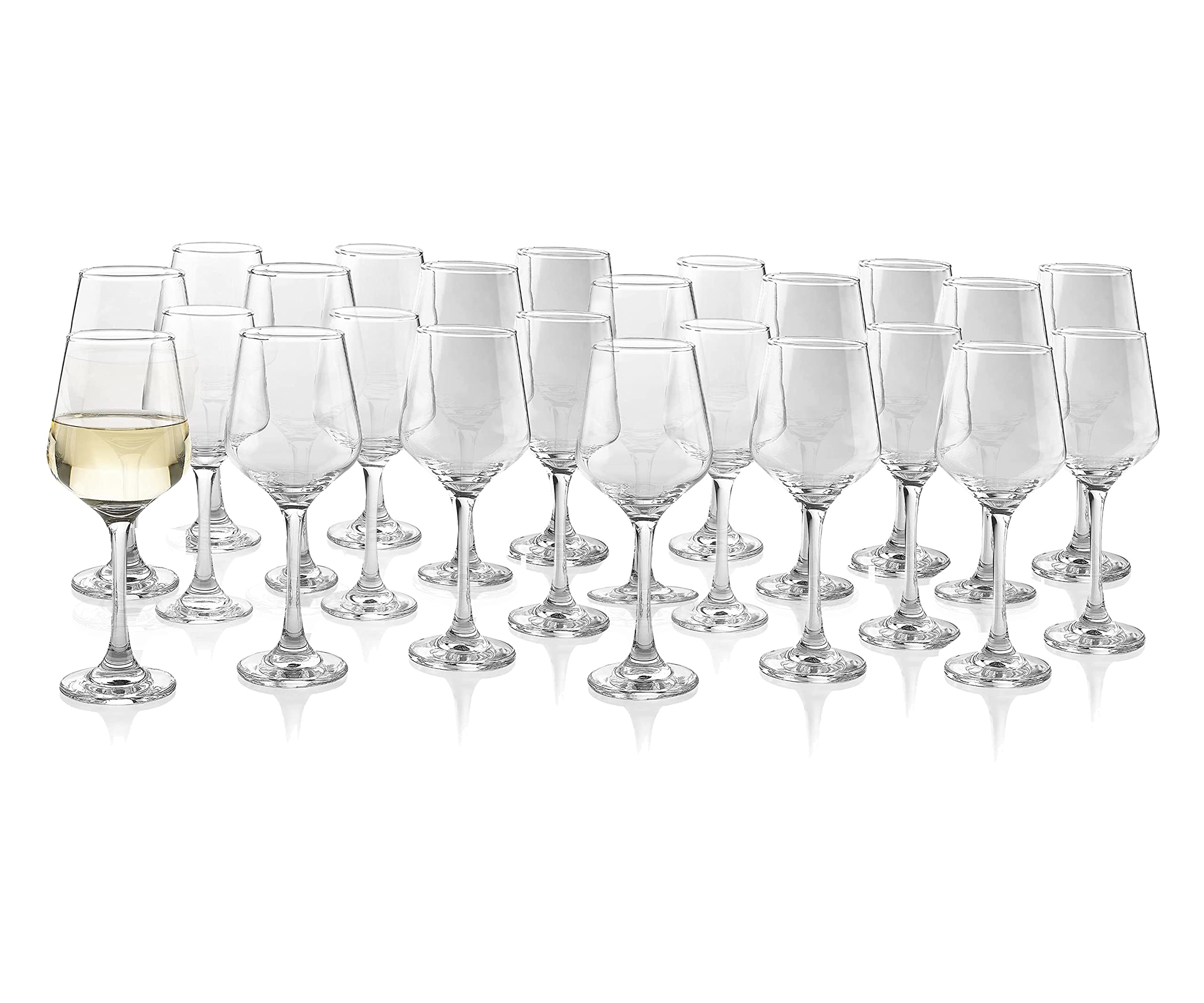 BULK 24 Premium Wine Glasses 14 Ounce - Clear Classic Wine Glass with Stem - Great For White And Red Wine - Elegant Gift For Housewarming Party