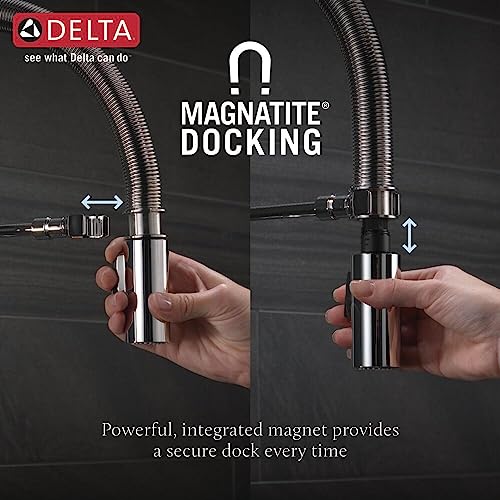 Delta Faucet Trinsic Pro Commercial Style Kitchen Faucet, Touch Kitchen Faucets with Pull Down Sprayer, Kitchen Sink Faucet, Touch Faucet, Delta Touch2O Technology, Arctic Stainless 9659T-AR-DST