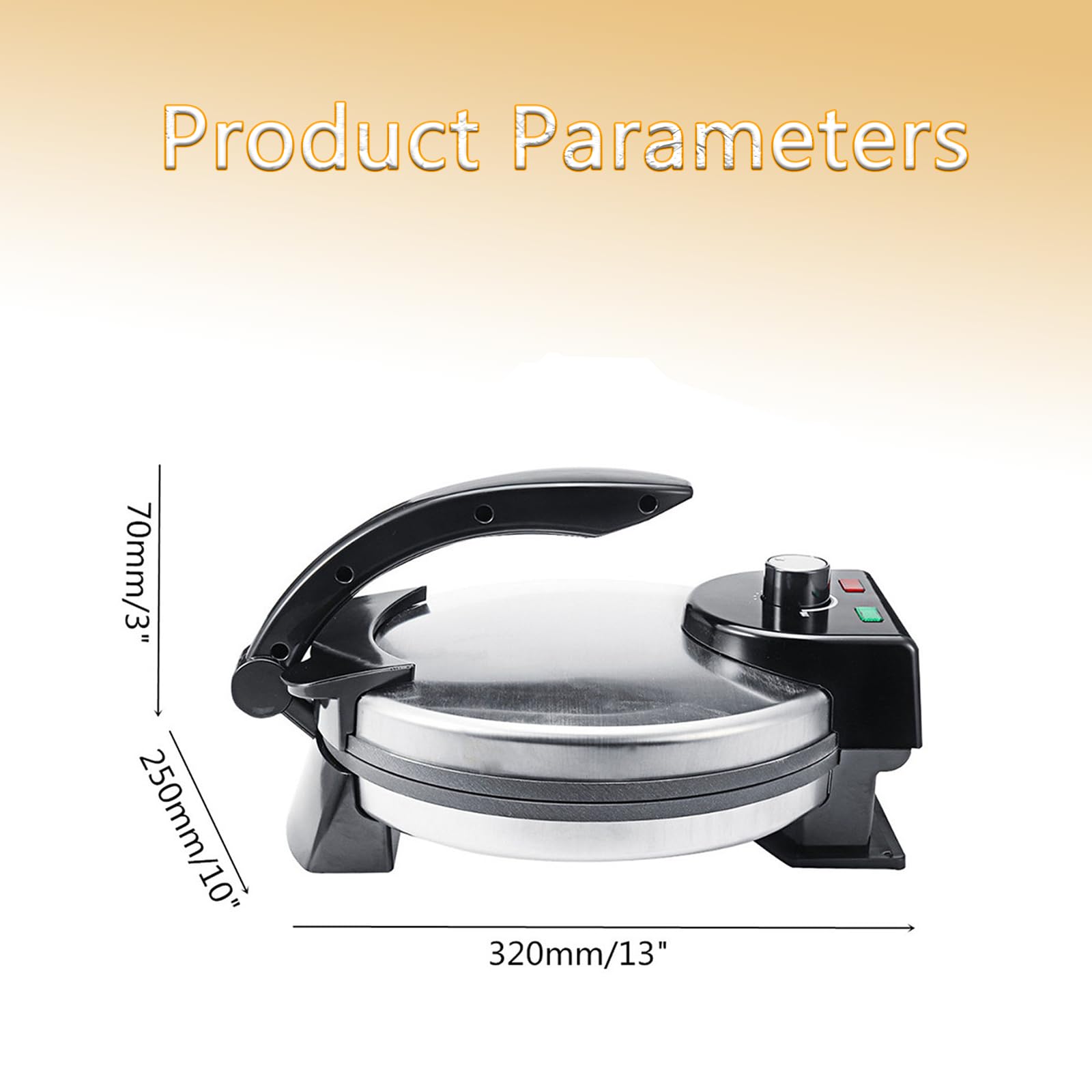 Electric Tortilla Maker 10 Inch, Roti Maker, Electric Tortilla Press, Temperature Controllable, The Automatic Stainless Steel Non-Stick Electric Machine To Make Indian Style Chapati