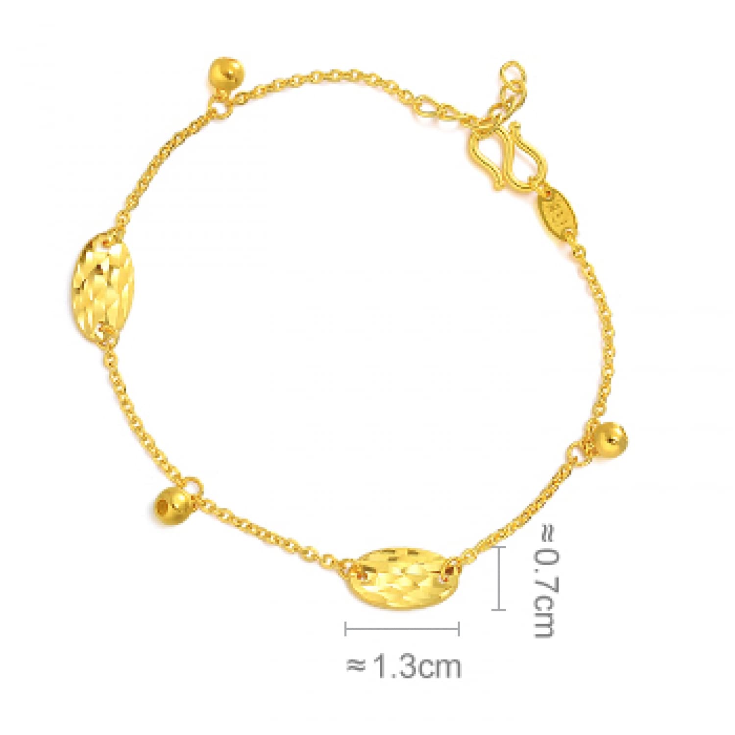 CHOW SANG SANG 999.9 24K Solid Gold Price-by-Weight 4.49g Gold Modern Bead Bracelet for Women 82806B | 7.4", (19 CM)