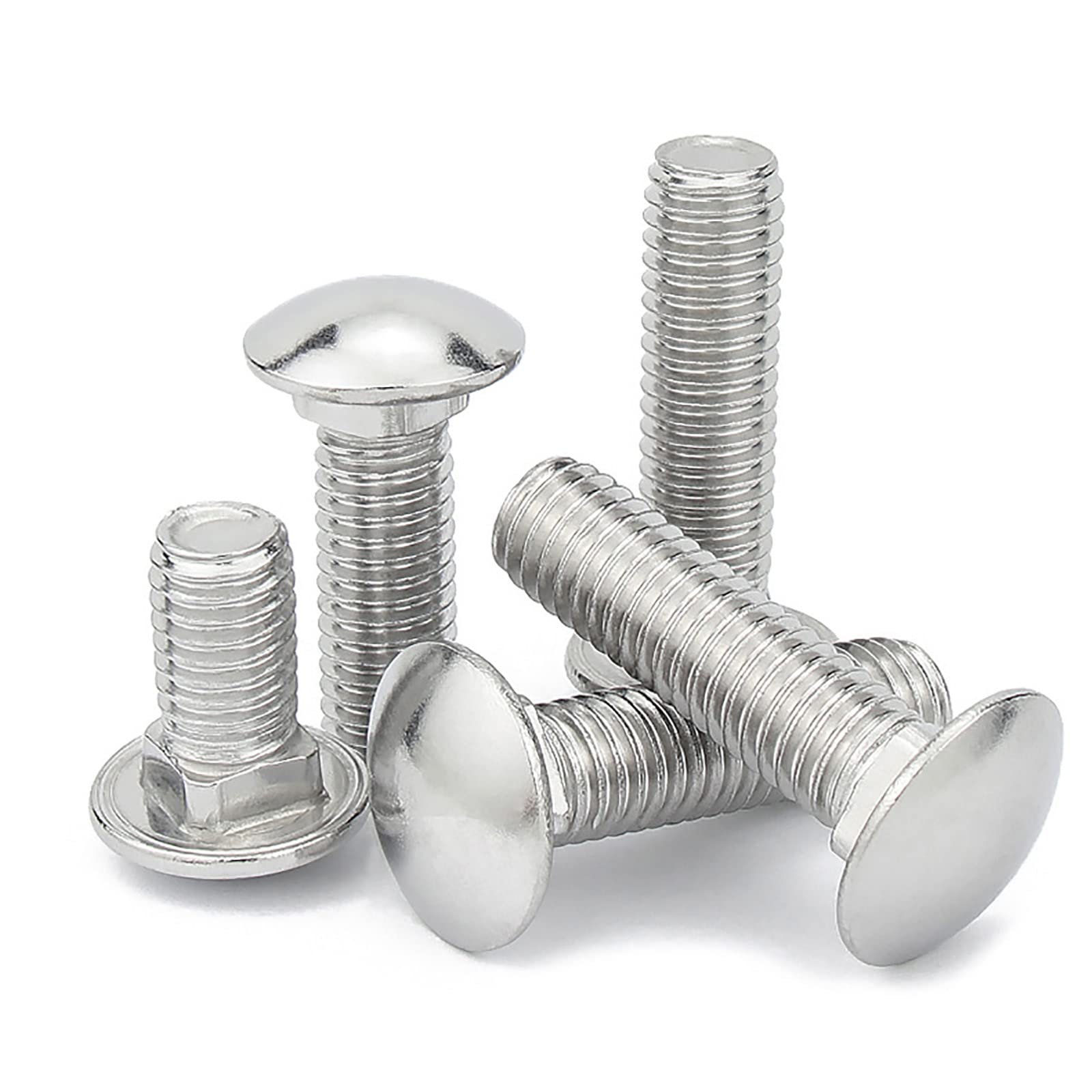 CREULT Carriage Screws Square Neck Bolts M4 Truss Head Half Round Thread 0.7mm Pitch Shelf Machine Fasteners Stainless Steel (50pcs, 18mm Length)