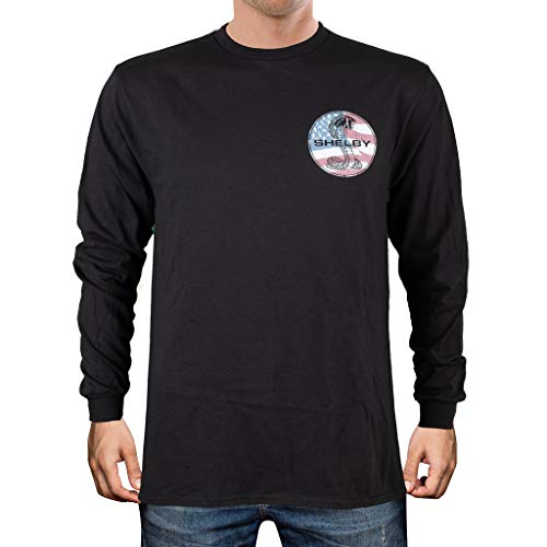 Carroll Shelby® Patriotic Flag Snake Long Tee T-Shirt Black | Officialy Licensed Product | 100% Preshrunk Cotton | Size: 2X