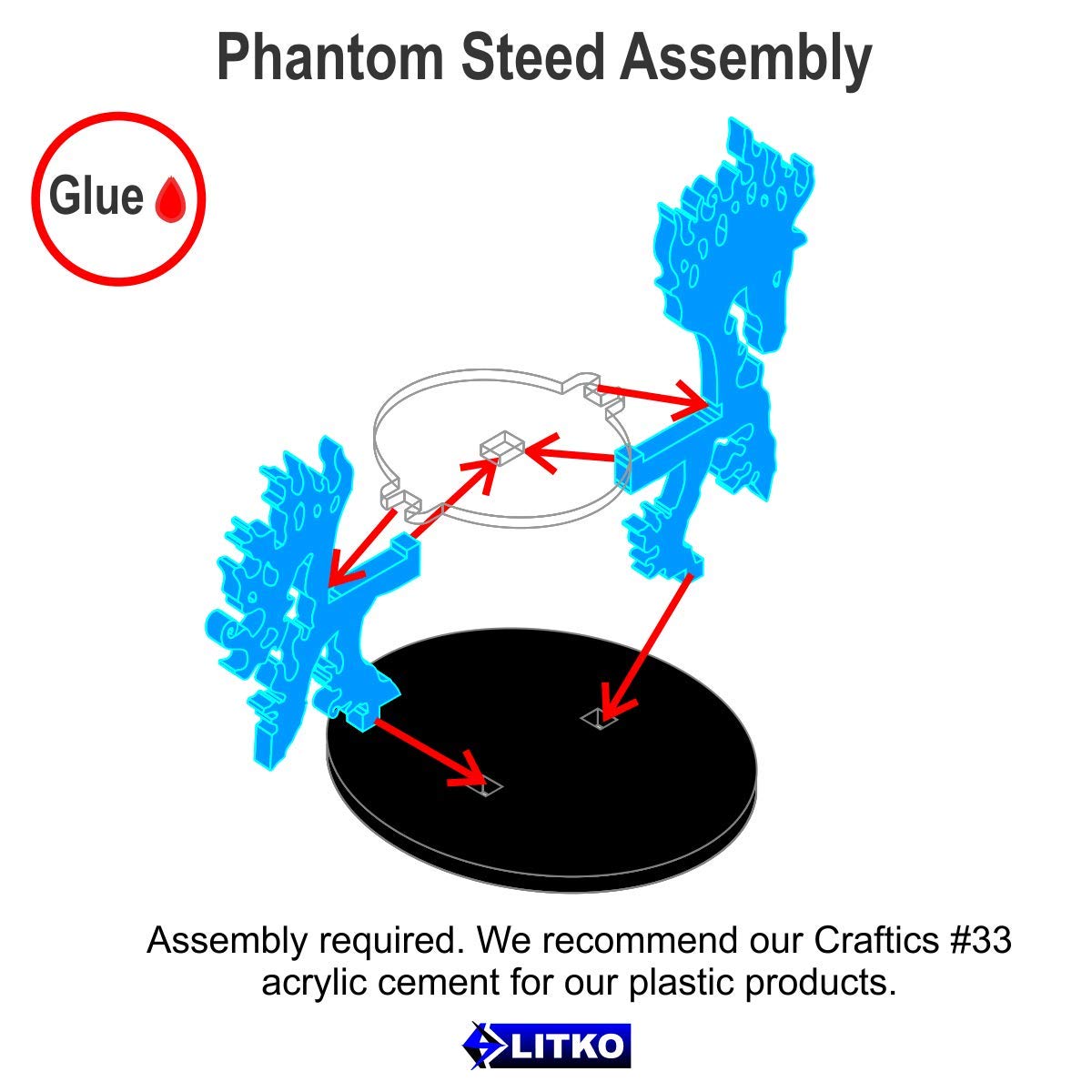 LITKO Character Mount | Phantom Steed | Ghost Horse | Role Playing Games | Compatible with Dungeons & Dragons and Pathfinder Games (50mm Round Base)