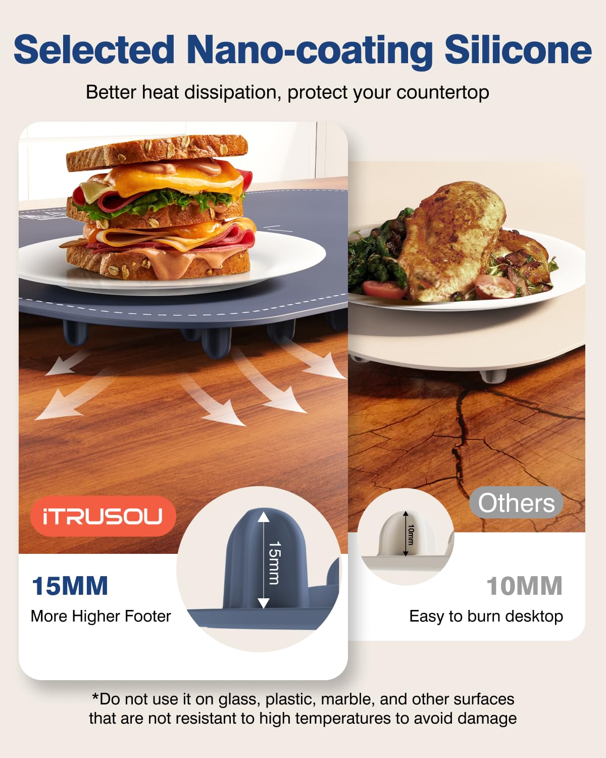 Electric Warming Tray, iTRUSOU Silicone Warming Mat for Food with 7 Temp-Settings, Switchable Celsius/Fahrenheit, 1-8Hr Auto Shut-Off, Upgrade Strap Keep Food Warm at Buffet, Party, Sabbath, Daily Use