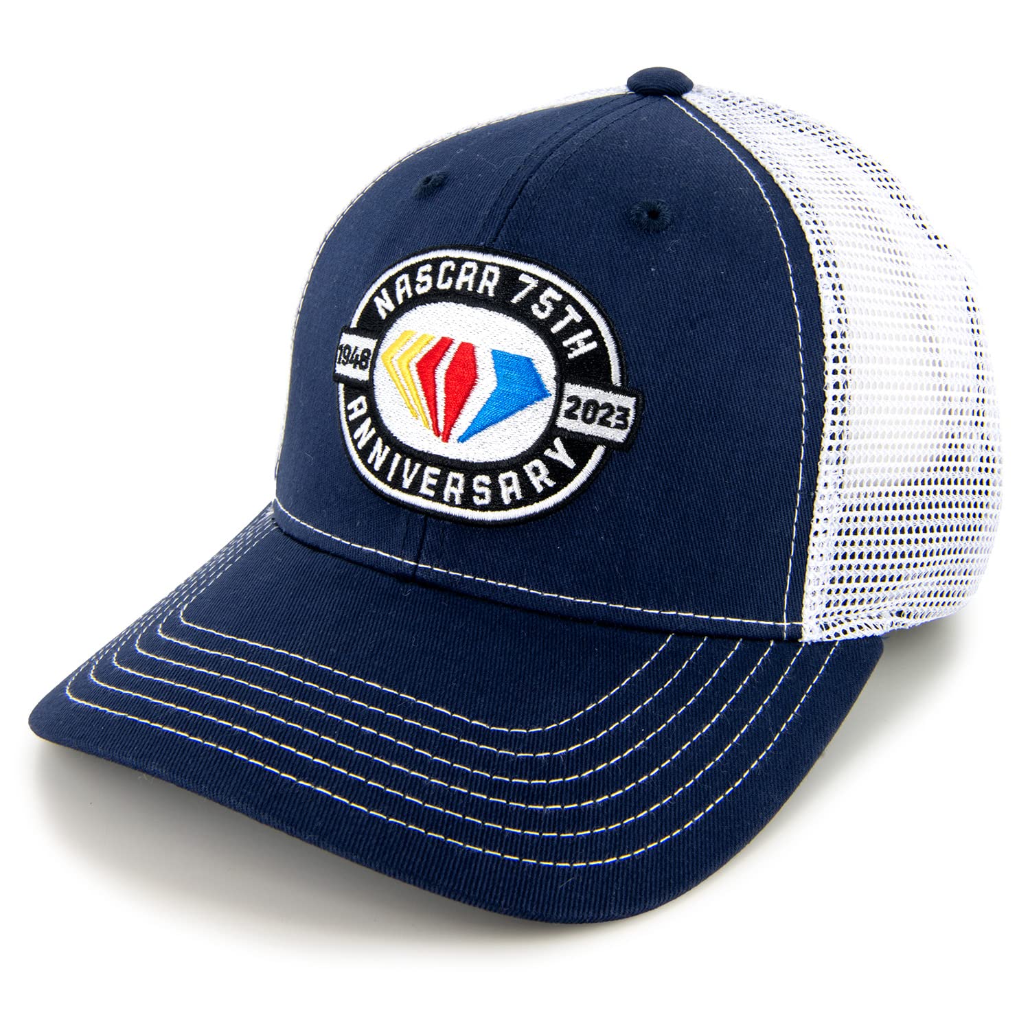 Checkered Flag Sports NASCAR 2023 75th Anniversary Logo Mesh Hat Blue/White