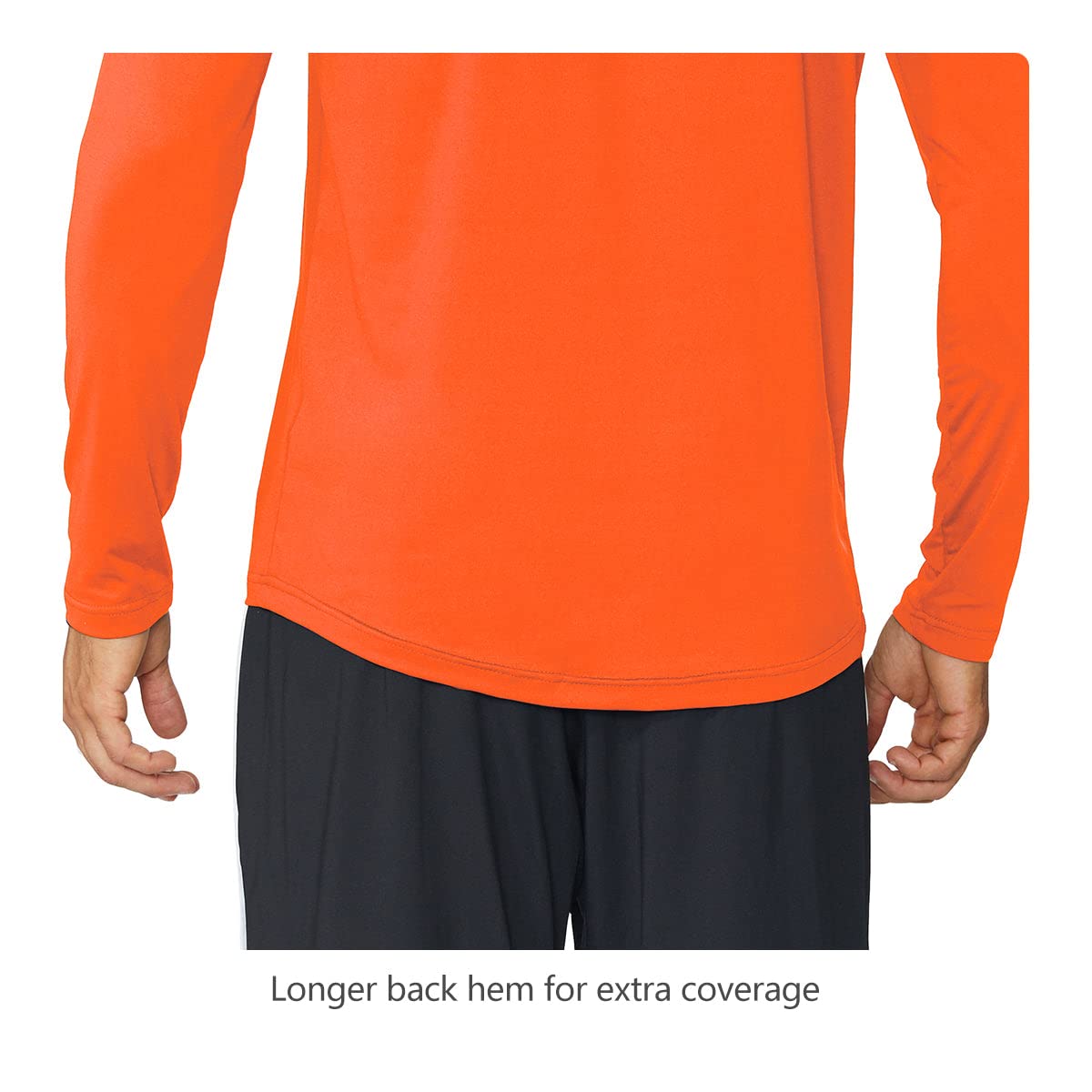 BALEAF Men's Long Sleeve Running Shirts Quick Dry Workout Shirts Athletic T-Shirts Lightweight Soft Fishing Tee Tops Orange Size XL
