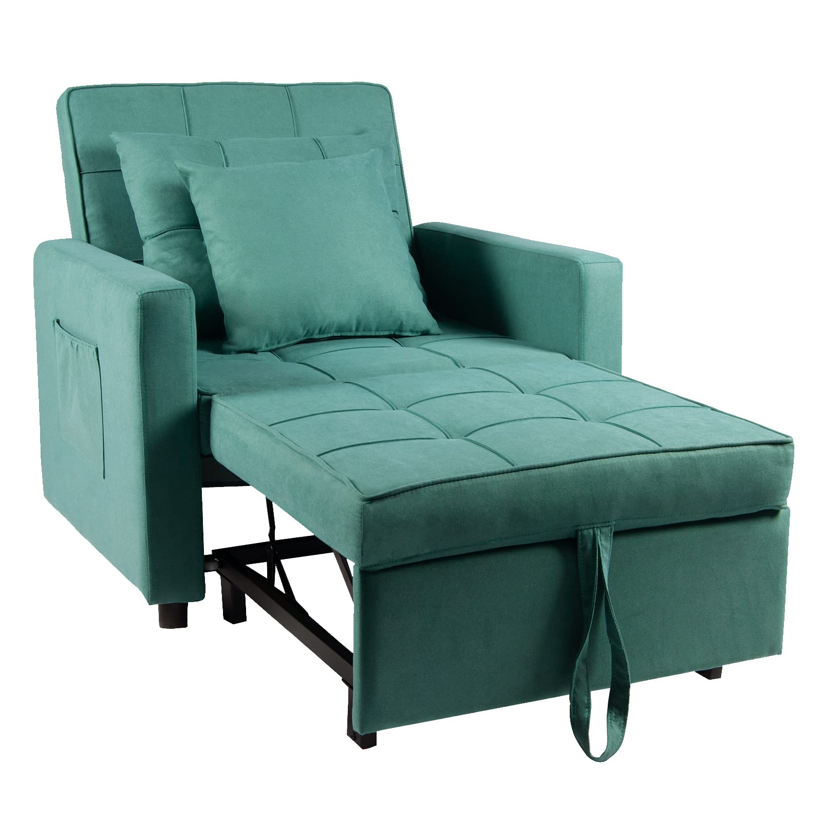 Polar Aurora Sofa Bed Chair 3-in-1 Convertible Chair Bed, Lounger Sleeper Chair, Single Recliner for Small Space with Adjustable Backrest (Green)