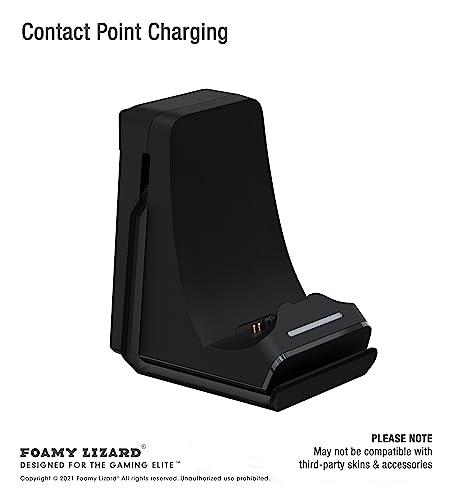 Foamy Lizard PS5 Controller Charger Console and Wall Mount for Playstation 5 DualSense Fast Charging Station Hanging Dock, Headphone Hook, LED Indicator, Overcharge Protection (All Black)